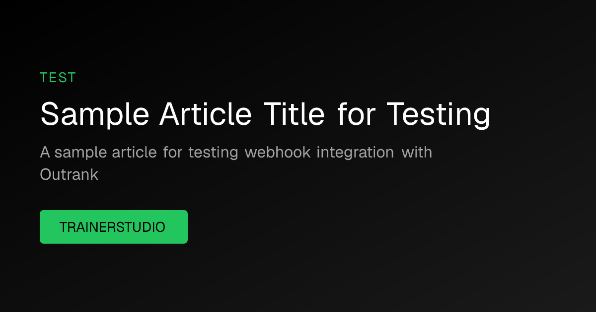 Sample Article Title for Testing