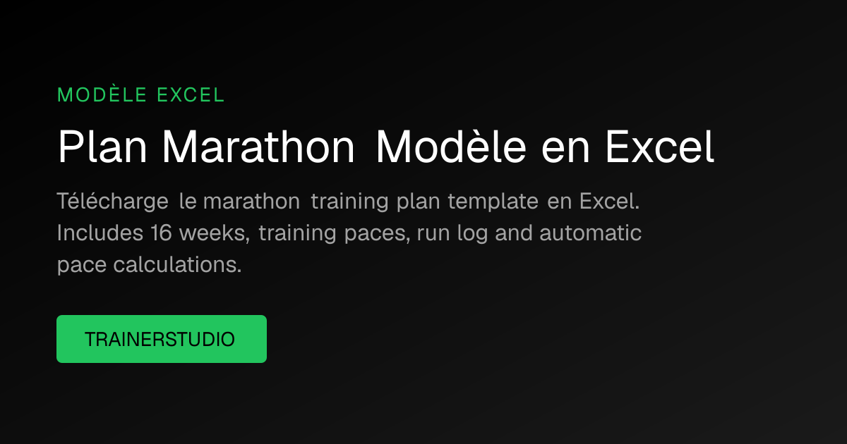 Modèle gratuit Plan Marathon Template Excel 2026 | 16 Weeks