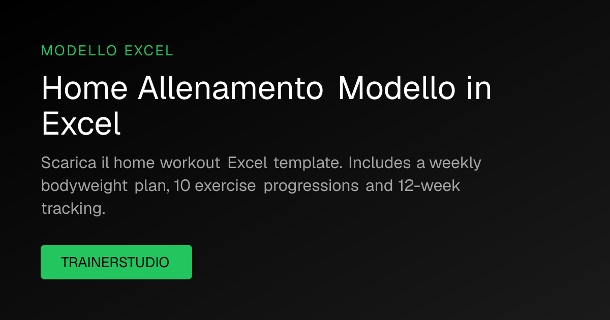Modello gratuito Home Allenamento Template Excel 2026