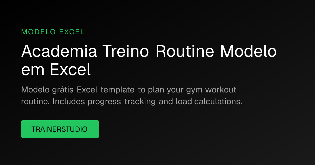 Modelo grátis Academia Treino Routine Template Excel 2026